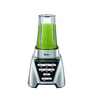 Oster Blender | Pro 1200 with Glass Jar, 24-Ounce Smoothie Cup and Food Processor Attachment, Brushed Nickel - BLSTMB-CBF-000