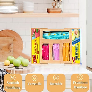 Zaytun Drawer Organizer for Ziplock Bags and Foil | Expandable & Englrarged 6-IN-1 Zip Lock Bag Organizer For Drawer & Foil And Plastic Wrap Dispenser With Cutter for Kitchen Organization and Storage