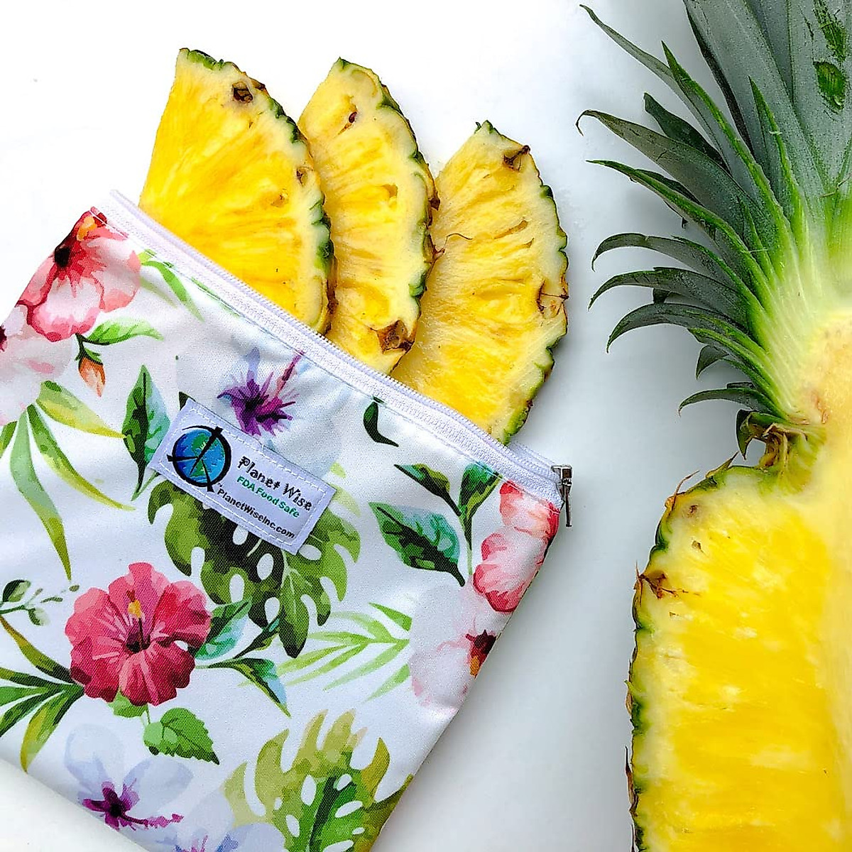 Planet Wise Reusable Sandwich Bags | Printed Zipper Snack Storage On The Go | Dishwasher Safe for Easy Cleanup | Water Resistant Mess Free Solution for Toddler Snacks | 7" x 7.5" (Black)