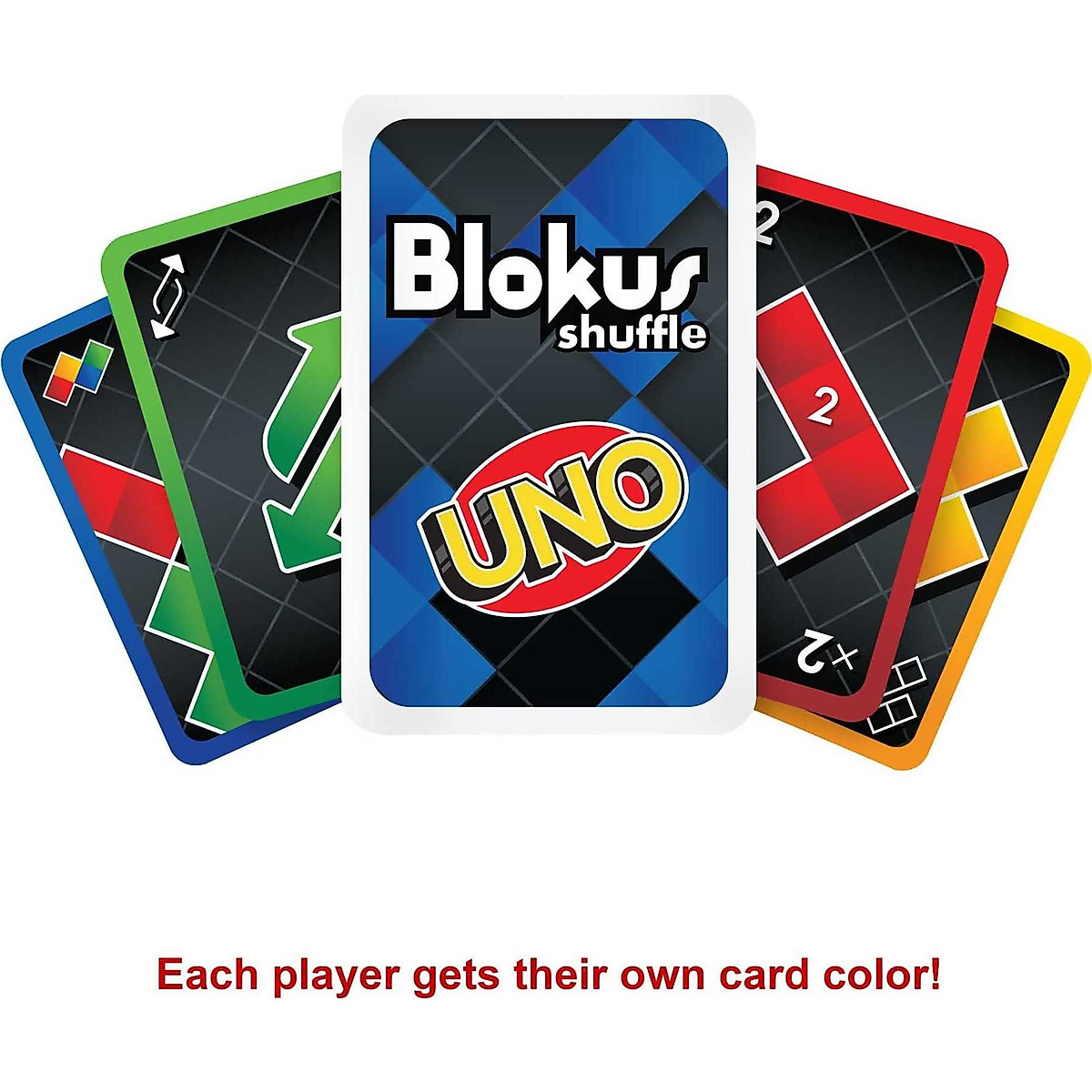 Mattel Games Blokus Shuffle UNO Edition Strategy Board Game, Family Game with Colorful Pieces and UNO-Themed Action Cards
