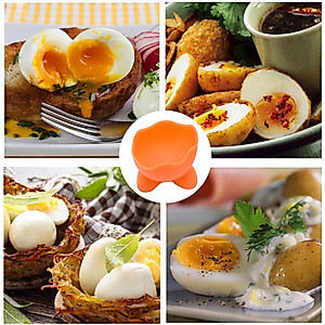 JOINSI 4Pcs Silicone Egg Cups Stands Holders for Serving Hard and Soft Boiled Eggs, Random Color