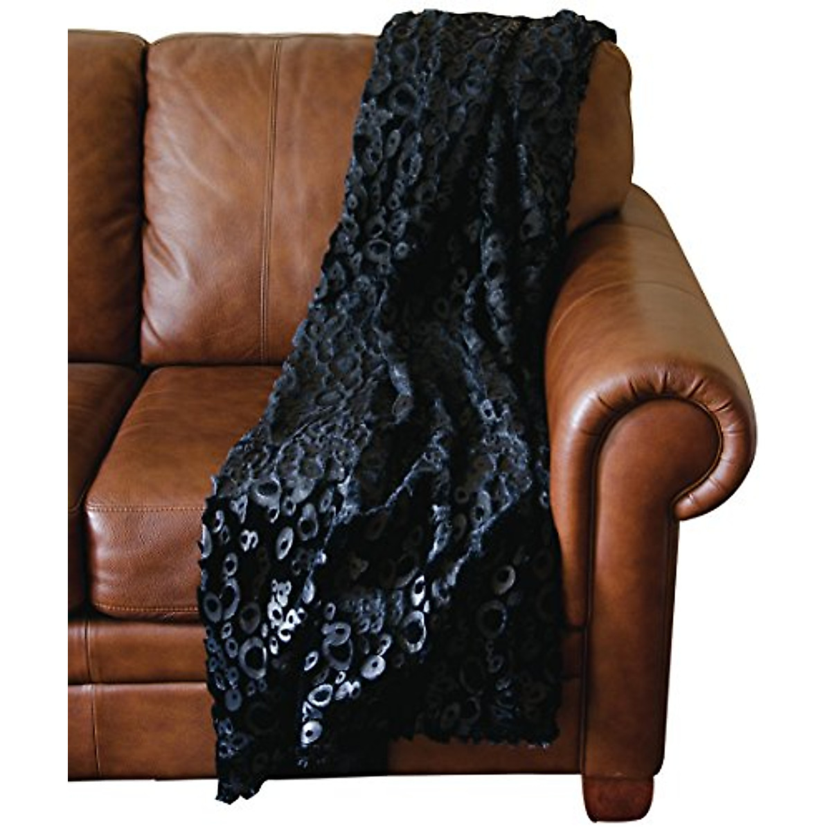 Mina Victory Fur Black Leopard Black 50" x 70" Throw Pillow