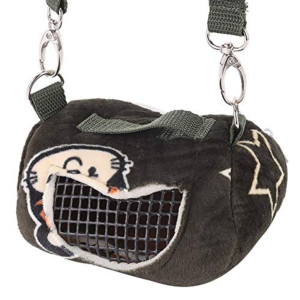 Pet Hamster Carrier, Blackish Green Flannelette Hamster Squirrel Travel Bags Portable Breathable Small Animal Carrier Outgoing Sleeping Bag for Squirrel Hedgehog Guinea Pig(S)