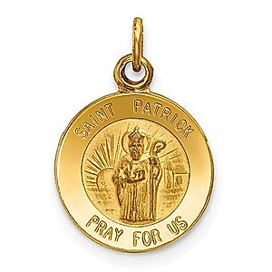 IceCarats 14K Yellow Gold Saint Patrick Medal Necklace Charm Pendant 19mm x 12mm Only