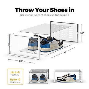 SEE SPRING 12 Pack Shoe Storage Box, Clear Plastic Stackable Shoe Organizer for Closet, Space Saving Shoe Rack Sneaker Container Bin Holder, Clear