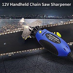 Wal front Chainsaw Chain Grinder, 12V 25000(RPM) Electric Handheld Chainsaw Sharpener Mini Chain Saw Grinder for Garden Outdoor Grinding Machine Tool