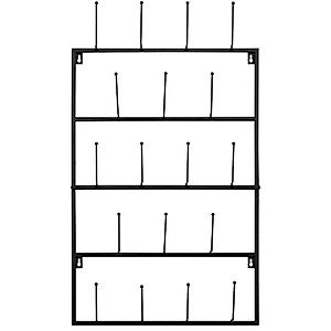 MyGift 5-Tier Black Metal Wall Mounted Kitchen Coffee Mug Rack Cup Holder with 18 Hooks, Farmhouse Style Hanging Display Organizer for Mugs, Tea Cups and Mason Jars