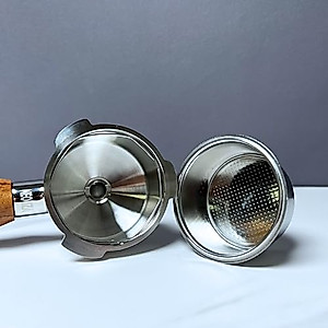 NEOUZA 51mm Espresso Portafilter Compatible with DeLonghi Dedica EC685 Coffee Machine,Mini Wood Handle,Non-pressurized Basket,Double Spouts (H1 Handle)