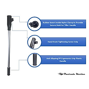 Pactrade Marine Boat Tiller Handle Extension Ergonomic Grip Anodized Aluminum Tubing Suitable for Outboard and Hand-Operated Universal Trolling Motor (Fixed Length 29")
