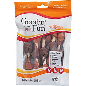 Good'N'Fun Triple Flavored Rawhide Kabobs For Dogs, 4-Ounce