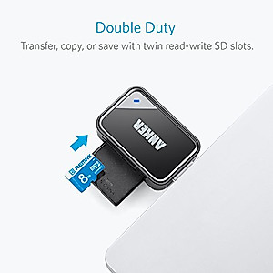 Anker USB 3.0 SD Card Reader, 2-in-1 SD Card Reader for SDXC, SDHC, MMC, RS-MMC, Micro SDXC, Micro SD, Micro SDHC, UHS-I Cards - Card Reader, Micro SD Card Reader