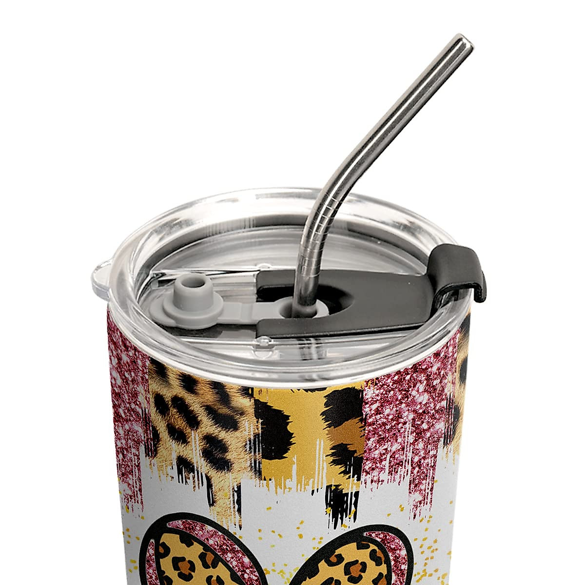 20oz Leopard Pattern Mom Tumbler, She Leaves a little Sparkle wherever She Goes, Mother, Grandma Gifts, Coffee Thermos, Stainless Steel Double Wall Vacuum Insulated Coffee Mug, Travel Cup with Lid