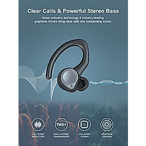 Coucur Wireless Earbuds, Bluetooth 5.1 Sport Headphones in Ear with Detachable Earhooks, Bluetooth Earbuds with Immersive Sound, Wireless Earphones with Noise Cancelling Mic, IP7 Waterproof Headset