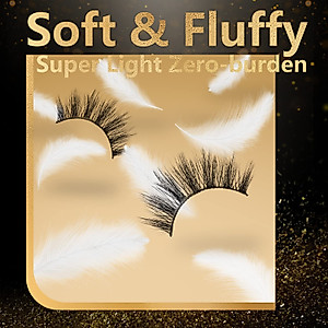 Larbois 7 Pairs False Eyelashes, Fluffy Dramatic Fake Eyelashes Strips Cross Soft Natural Faux Mink Lashes 3D Volume Reusable Wispy Lashes Pack