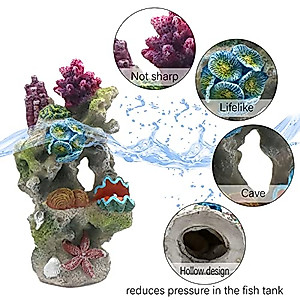 Fish Tank Rocks Resin Artificial Coral Inserts Decor Shell Ornaments Reef Aquarium Coral Decoration for Betta Fish Tank Fish to Sleep Rest Hide Play