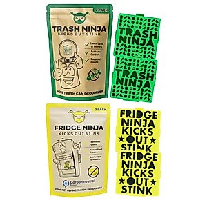 Refrigerator, Fridge, Freezer Deodorizer and Odor Eliminator (2 Pack) and Trash Can Deodorizer and Odor Eliminator (2 Pack)