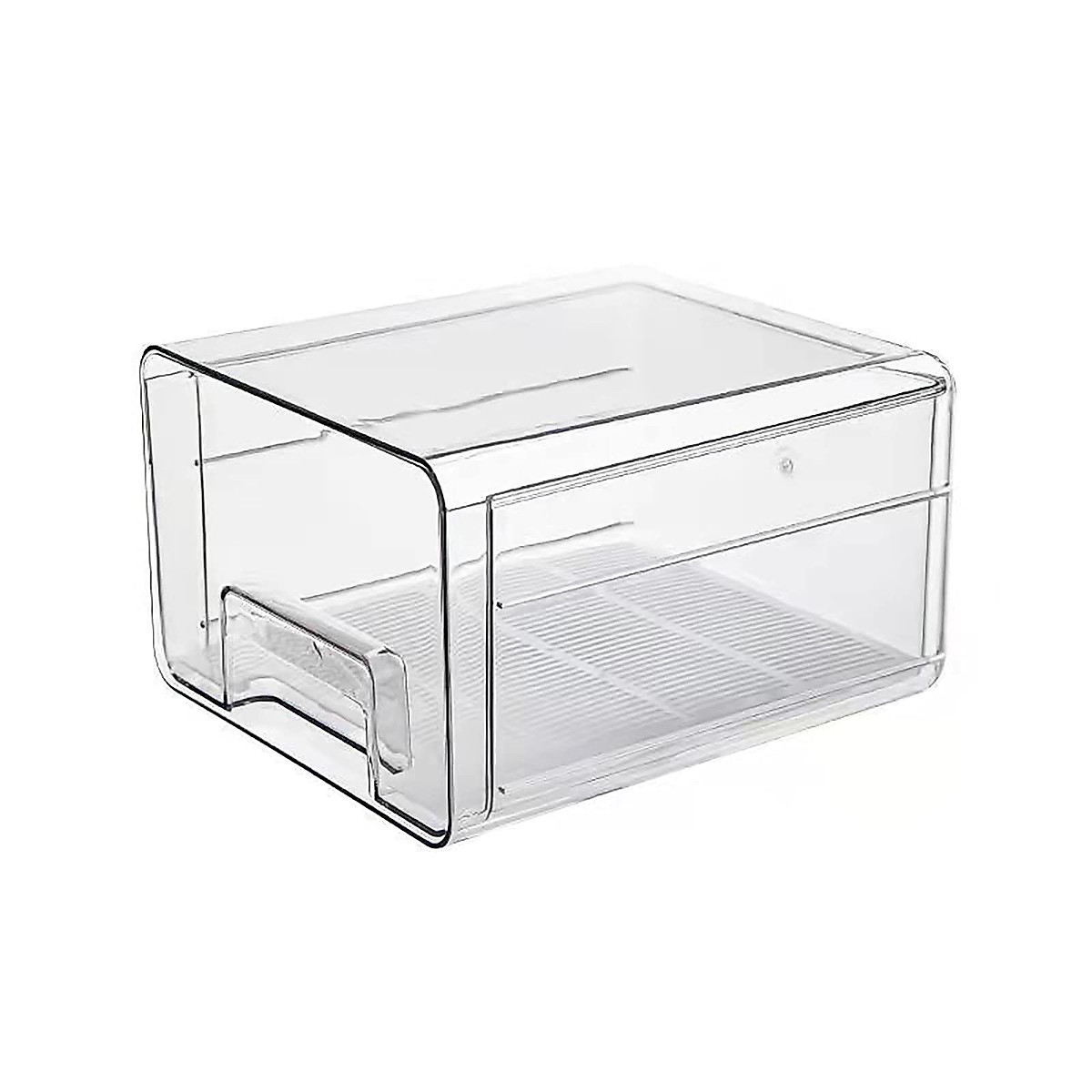 Qielie Food Storage Containers Pantry Organizer with Lids, Removable Drain Tray Fruit Vegetables Storage Rack Clear Fridge Storage Stackable Meal Fresh Keeper Bins
