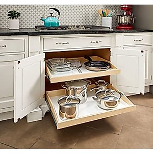 Slide-A-Shelf Made-to-Fit Slide-Out Shelf: Maple Wood Front with Full Extension Soft Close Rail