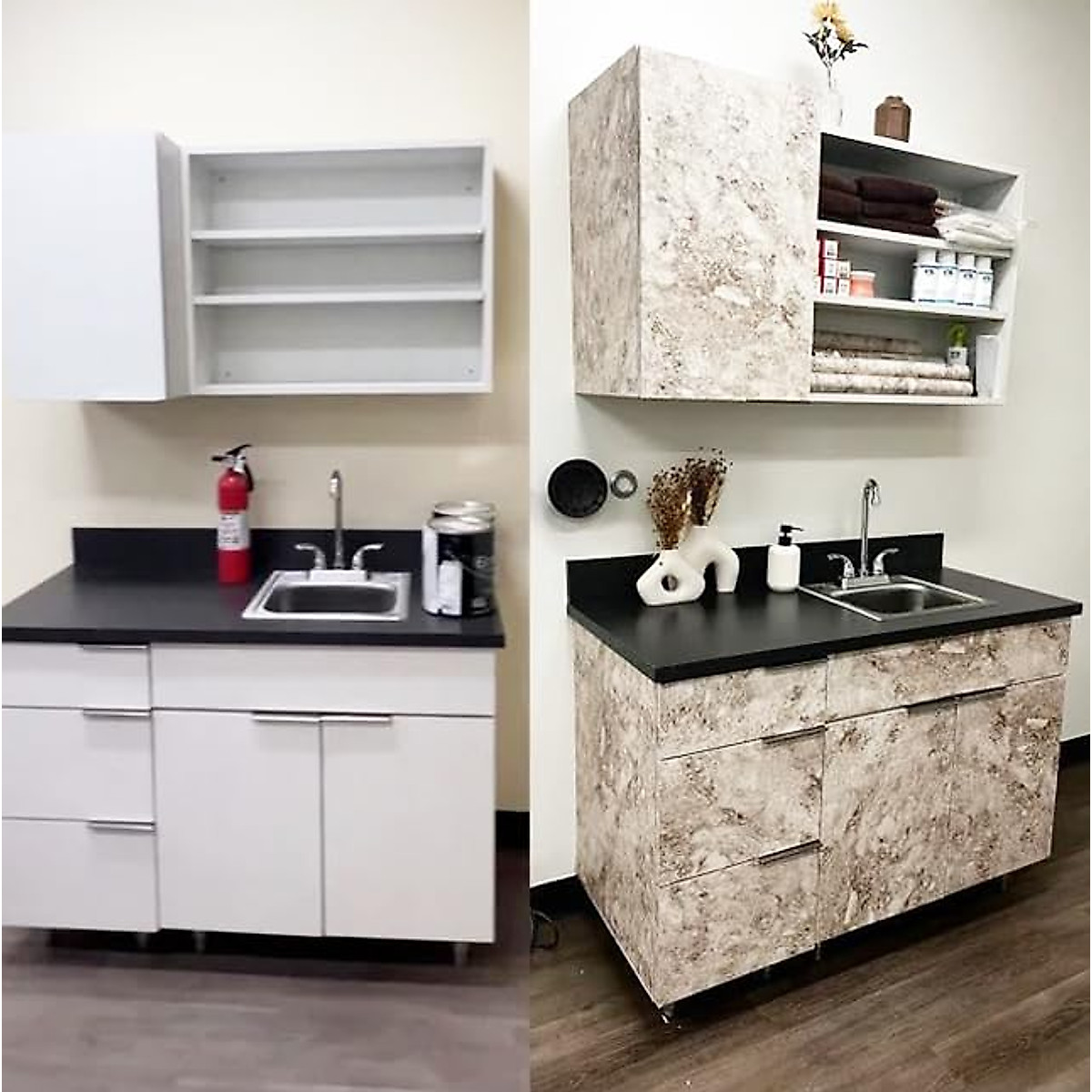 ROSEROSA Peel and Stick PVC Marble Self-Adhesive Wallpaper Covering Counter Top Shelf Liner Matte Oman (PMS4138 : 2.00 Feet X 6.56 Feet)