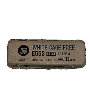 Amazon Brand - Happy Belly Cage-Free, Large, White Eggs, 1 Dozen (Packaging May Vary)