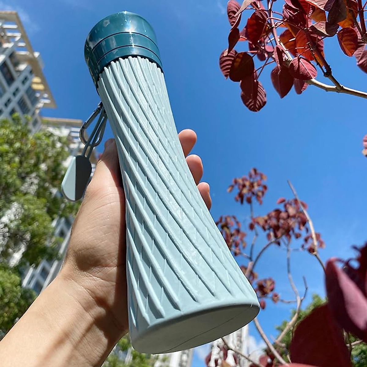 MOXILYN 20oz Collapsible Water Bottles BPA Free Reuseable Leak proof Drinking Spout Silicone Foldable Water Bottles for Sports Travel Gym Essentials Camping Hiking - Rotating Tower Shaped Bottle