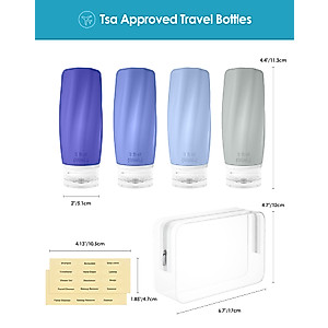 Morfone Travel Bottles for Toiletries, 3oz TSA Approved Travel Size Containers Leak Proof Squeezable Travel Accessories Refillable for Shampoo Conditioner Lotion Liquids(Blue)