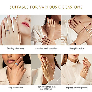 LanM Mothers Day Gifts Mothers Ring with 2 Birthstones Sterling Silver Personalized Mom Ring Custom 2 Name Promise Rings for Women Mothers Day Ring Jewelry for Mom Grandmother