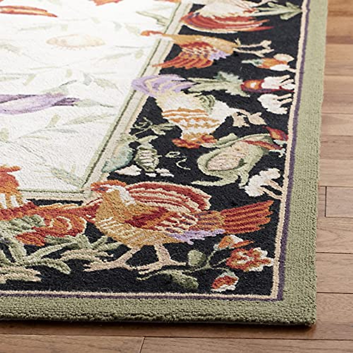 SAFAVIEH Chelsea Collection Area Rug - 6' x 9', Ivory & Black, Hand-Hooked French Country Wool, Ideal for High Traffic Areas in Living Room, Bedroom (HK94A)