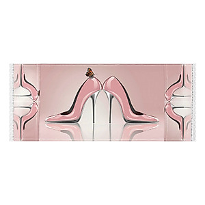 Pink High Heel Shoes Butterfly Washing Machine Cover, 51''x22'' Non Slip Washer Dryer Top Cover Mat for Front Load Waterproof Refrigerator Fridge Dust Proof Cover with 4 Storage Bags Home Decor