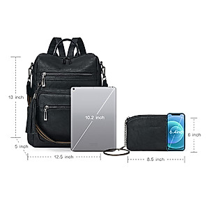 Shrrie Backpack Purse for Women Leather Backpack Fashion Designer Travel Backpack Convertible Shoulder Bag