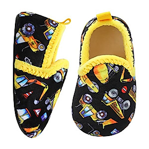 XIHALOOK Toddler Baby Girls Boys Slipper Socks with Grippers Toddler Slip on House Slippers Black Car, 6.5-7.5 Toddler