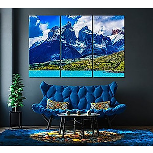 Three Granite Mountains in Torres del Paine National Park Patagonia Canvas Print 3 Panels / 36x24 inches