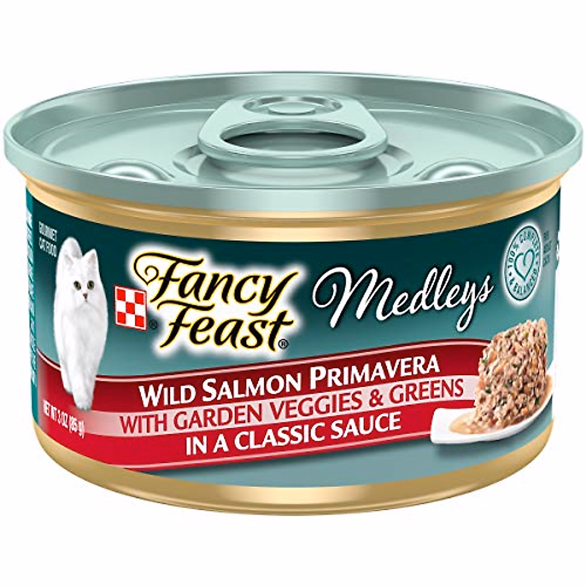 Purina Fancy Feast Wet Cat Food Medleys Wild Salmon Primavera With Tomatoes Carrots and Spinach in Silky Broth - (24) 3 oz. Cans