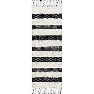 nuLOOM Striped Delia Wool Runner Rug, 2' 6" x 8', Ivory