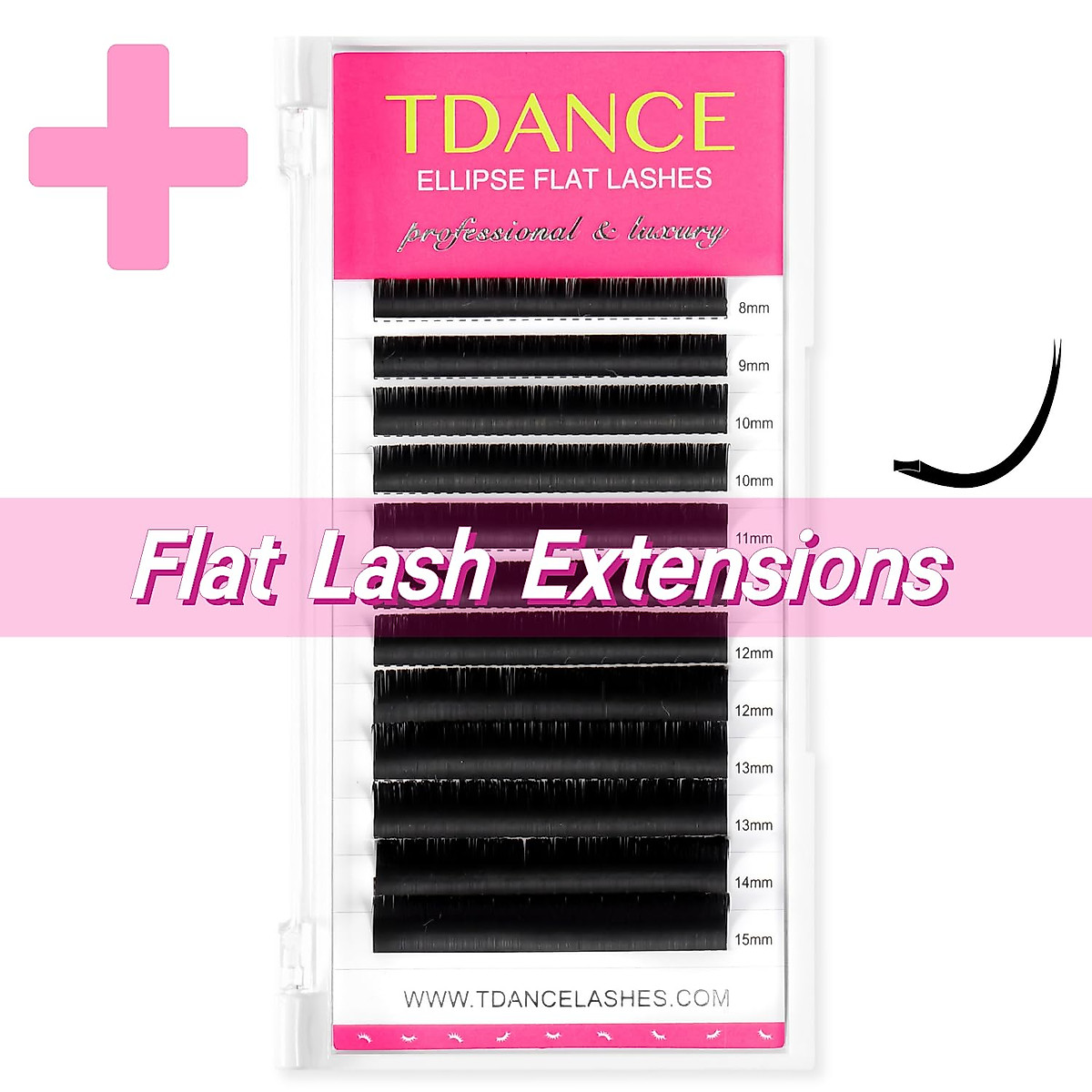 TDANCE Premium D Curl 0.03 Eyelash Extensions Mixed 8-15mm + Ellipse Flat Lashes 0.15 CC Curl 8-15mm
