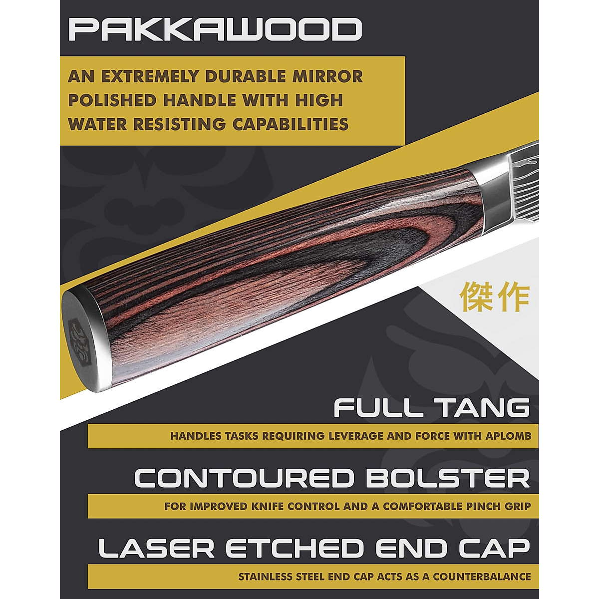 KESSAKU Offset Bread Deli Serrated Knife - 8 inch - Samurai Series - Razor Sharp Kitchen Knife - Forged 7Cr17MoV High Carbon Stainless Steel - Wood Handle with Blade Guard