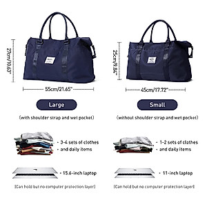 Travel Duffel Bag,Sports Tote Gym Bag,Shoulder Weekender Overnight Bag for Women,Navy Blue