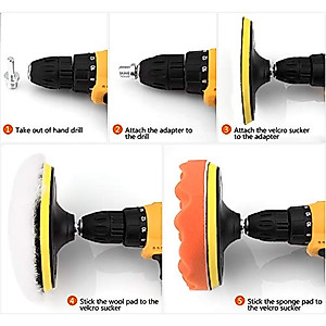 6 Inch Buffing and Polishing Pad Kit 11 PCS with Drill Adapter