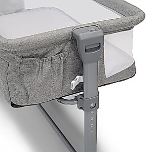 Delta Children Close2Me Bedside Baby Bassinet Sleeper with Breathable Mesh and Adjustable Heights - Lightweight Portable Crib, Grey