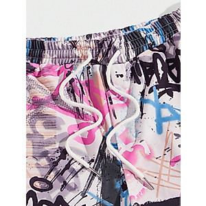 WDIRARA Men's Graphic Print Drawstring Waist Sweatpants Workout Joggers with Pocket Multicolor Camo S