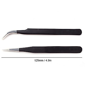 Nail Art Tweezers Nail Rhinestone Picker Tool Nail Sticker Tweezers Decal Decor Picker Eyelash Extension Nail Foil Tweezers Picker Placer 2 Pcs Black Nail Decor Tweezers