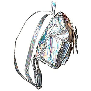 Lost Queen Nyla Iridescent Backpack Heart Bow Ladies Holographic Knapsack Casual Fashion Bag