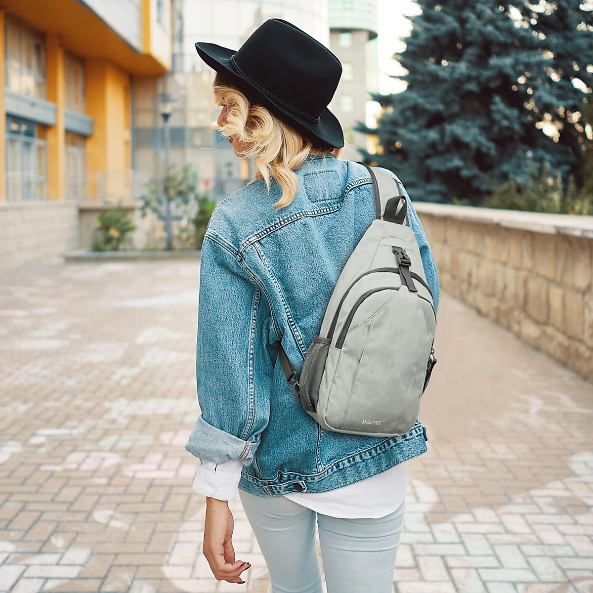 G4Free Sling Bag RFID Blocking Sling Backpack Crossbody Chest Bag Daypack for Hiking Travel(Gainsboro)