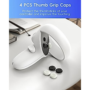 Replacement Thumbsticks for Meta Quest 2 Controller, AOLION Oculus Quest 2 Replacement Parts with 2 Intelligent Sensing Thumbsticks, 4 Thumb Grips