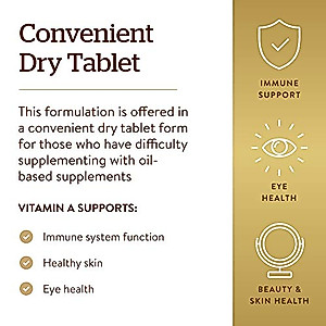Solgar Dry Vitamin A 1500 mcg (5000 IU), 100 Tablets - Supports Healthy Eyes, Skin & Immune System - Non-GMO, Vegan, Gluten Free, Dairy Free, Kosher - 100 Servings