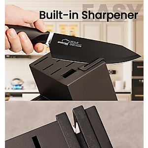 Knife Set, 15 Pieces Kitchen Knife Set with Built in Sharpener, German High Carbon Stainless Steel Knife Block Set, Dishwasher Safe, Black