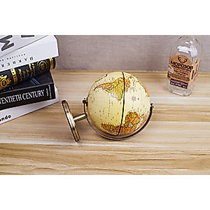 Annova Antique Globe Dia 5.5-inch / 14CM - Educational/Geographic/Modern Desktop Decoration - Stainless Steel Arc and Base - for School, Home, and Office (Antique 5.5“)