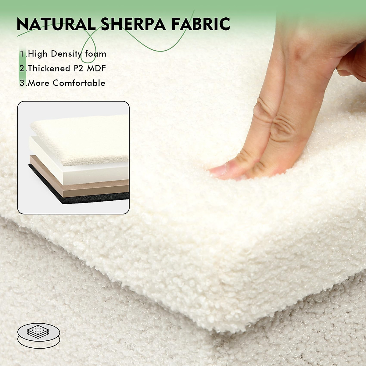 PINPLUS Folding Storage Ottoman Bench, White Upholstered Sherpa Ottoman Storage Bench, Large Storage Chest Footrest with Lids, Entryway Bench for Living Room, 31.5'' x 15.7'' x 15.7''