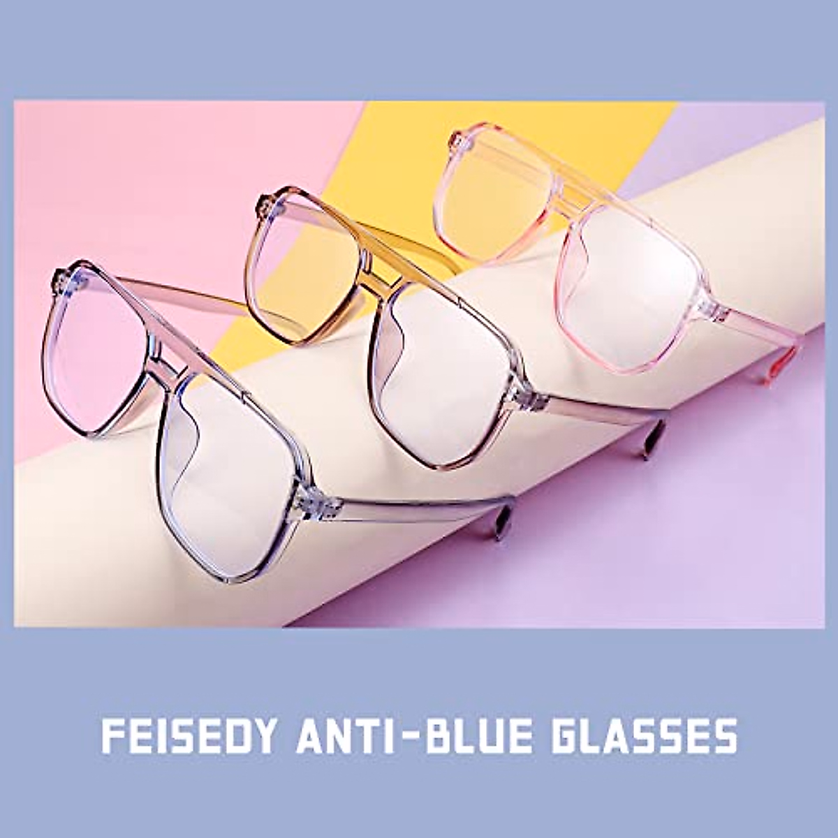 FEISEDY Blue Light Blocking Glasses Fake Nerd Clear Square Computer Lightweight Pilot Glasses Frame Oversized B2866