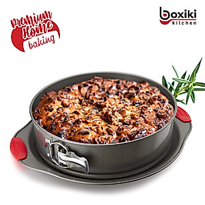 Premium Baking Set: Non-Stick Steel Banana Bread Loaf Pan & 10 Inch Springform Pan with Easy-Release, Easy-Clean Coating and Silicone Handles